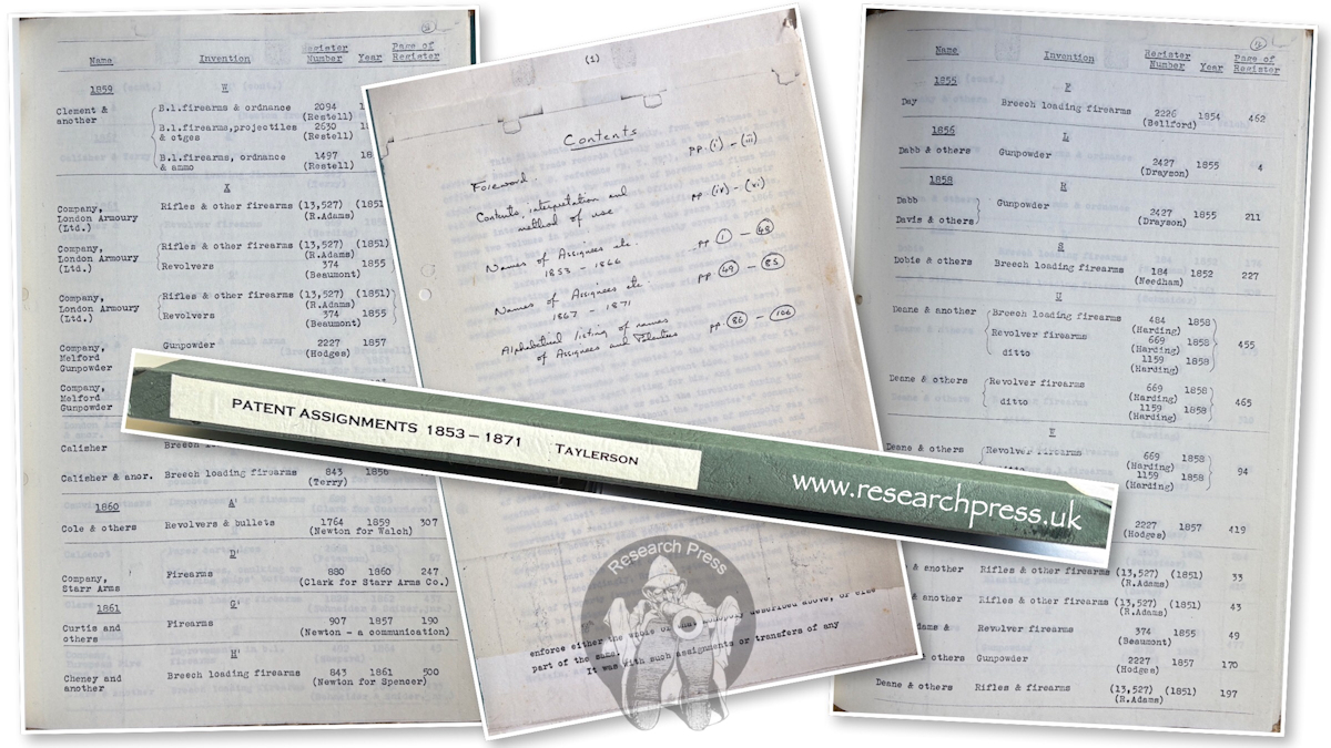 Patent Assignments 1853-1871 – Research Press